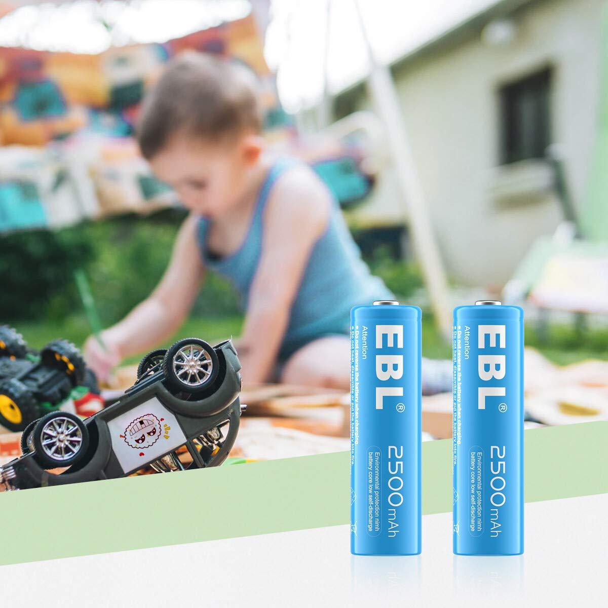 EBL AA Rechargeable Battery 10 Pack - 2500mAh Ni-MH Double A Batteries ...
