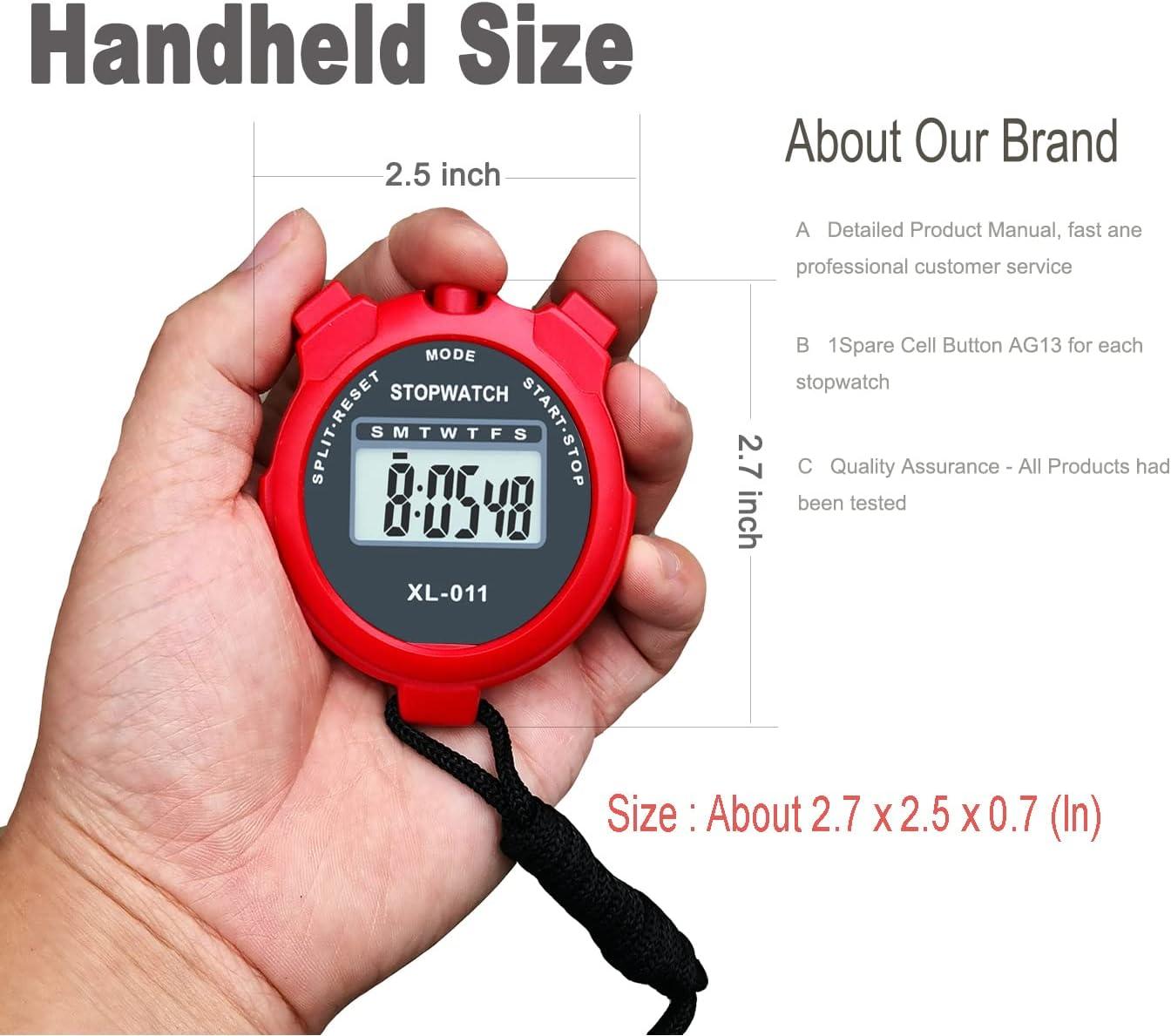 Large Screen Digital Stopwatch - Handheld Count Up Timer with Calendar ...