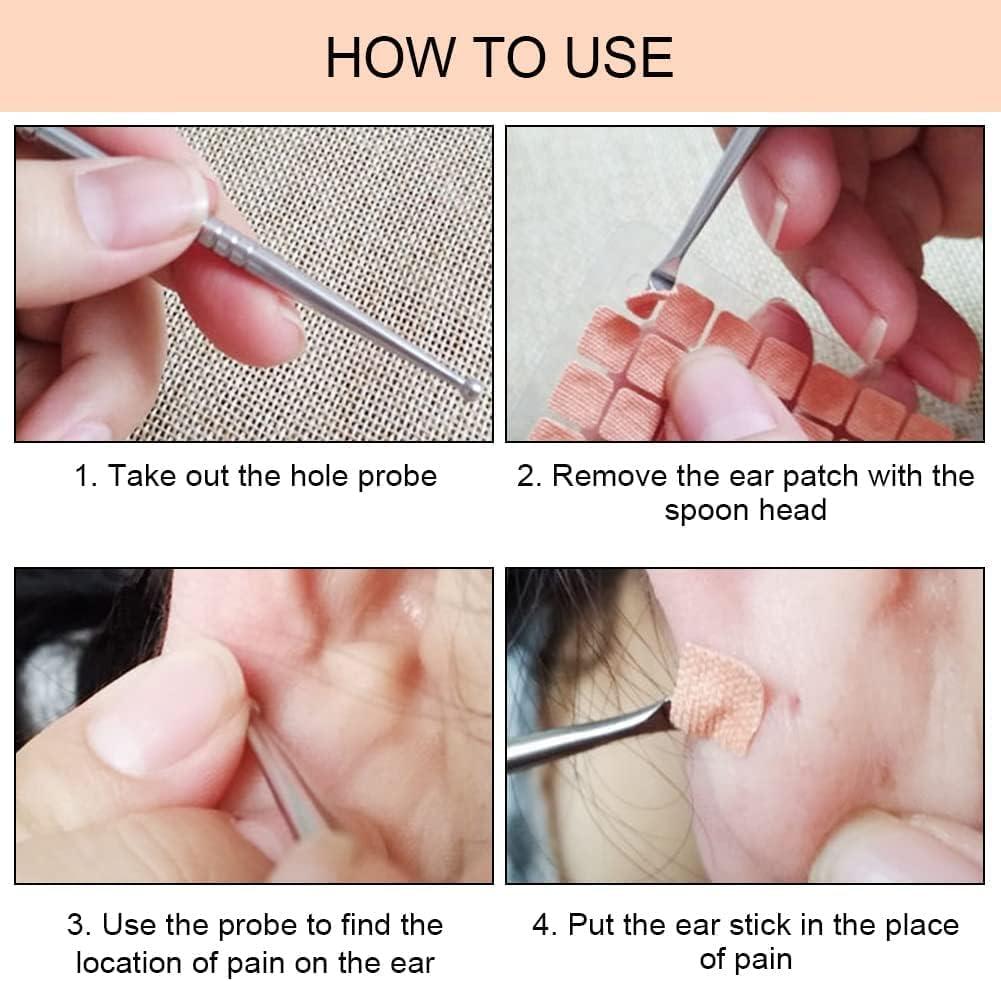 600 Pieces Acupuncture Ear Massage Stickers & Tools - Acupressure Pen ...
