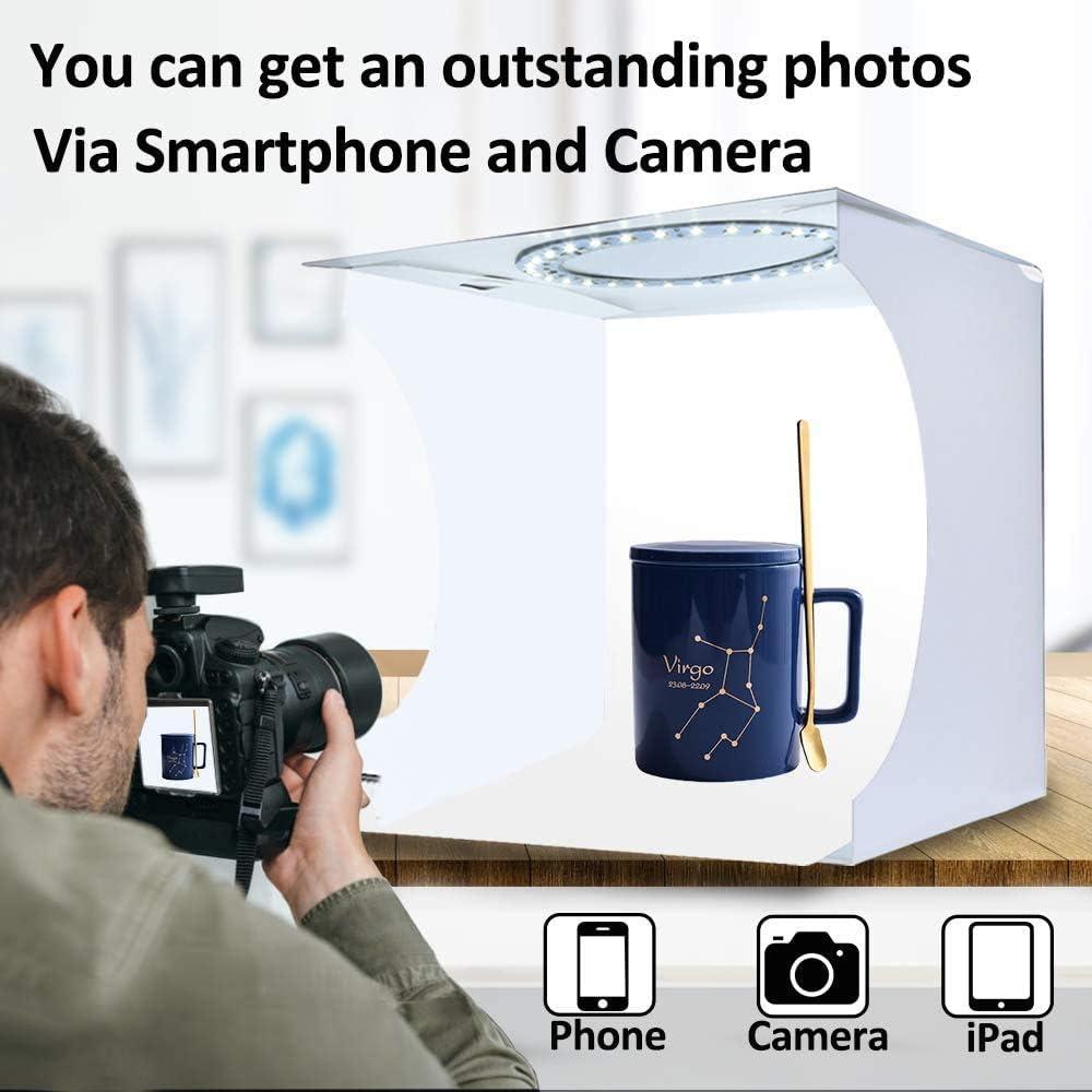 DUCLUS Adjustable Mini Photo Light Box with Portable Softbox and 6 ...