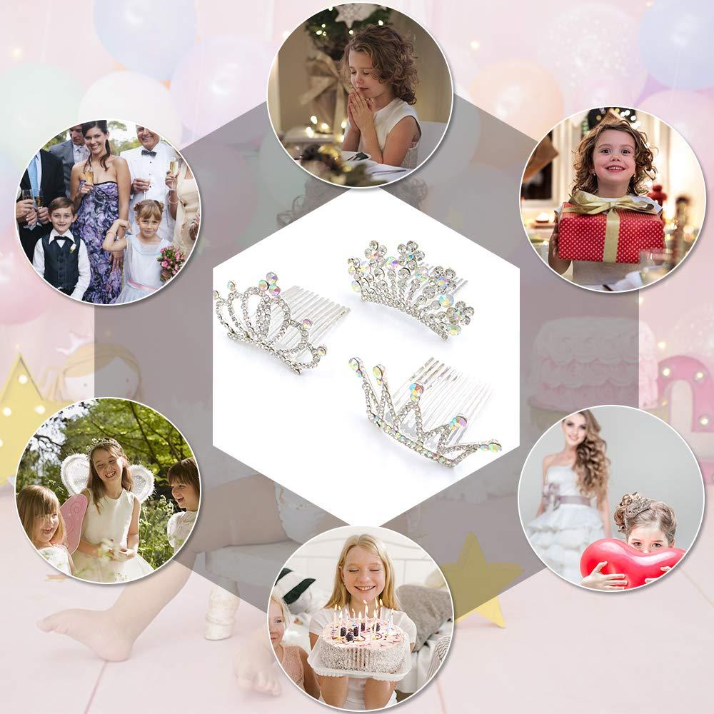 Princess Crystal Mini Tiaras Crown - Set of 3 Silver Tiara Crowns with ...