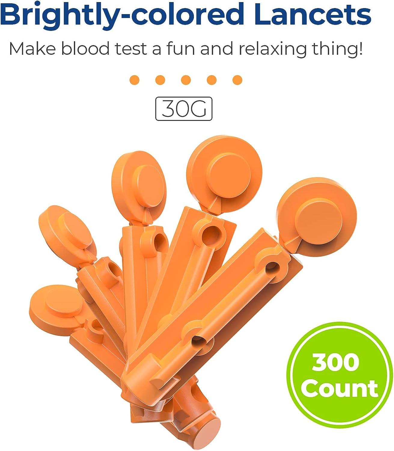AUVON Blood Lancets 30 Gauge 300 Twist Top Lancets - Less Pain Design ...