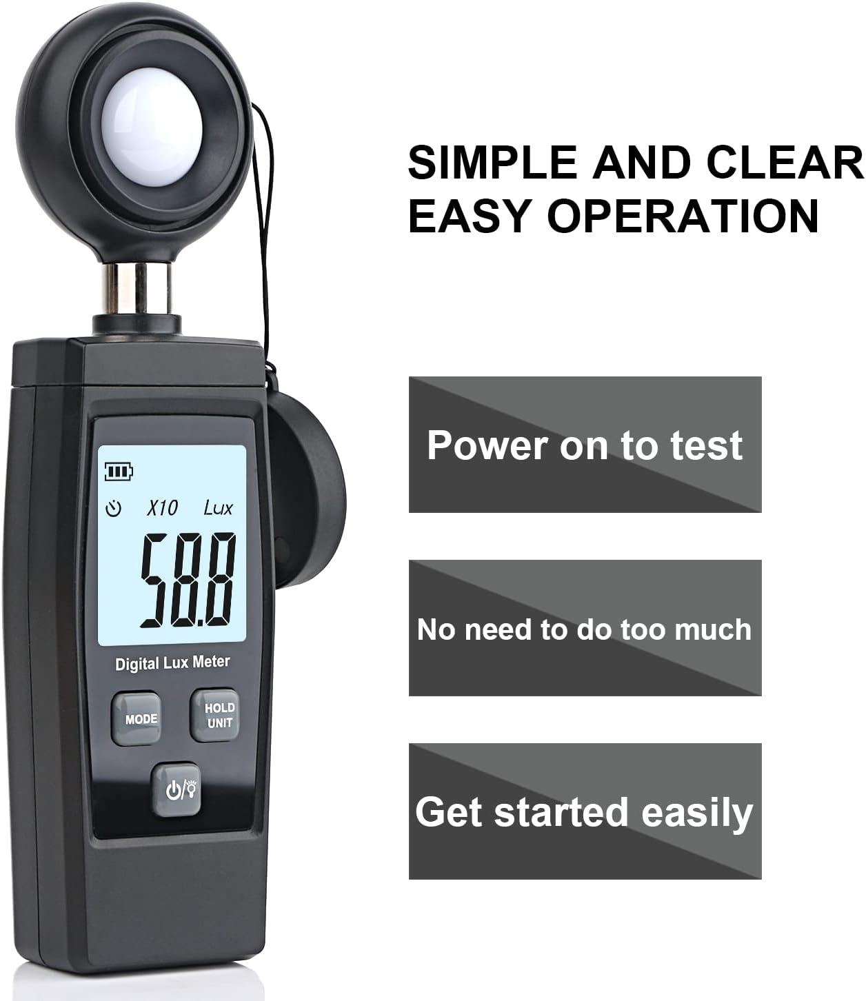 Handheld Lux Meter - Digital Photometer for Ambient Light Intensity ...