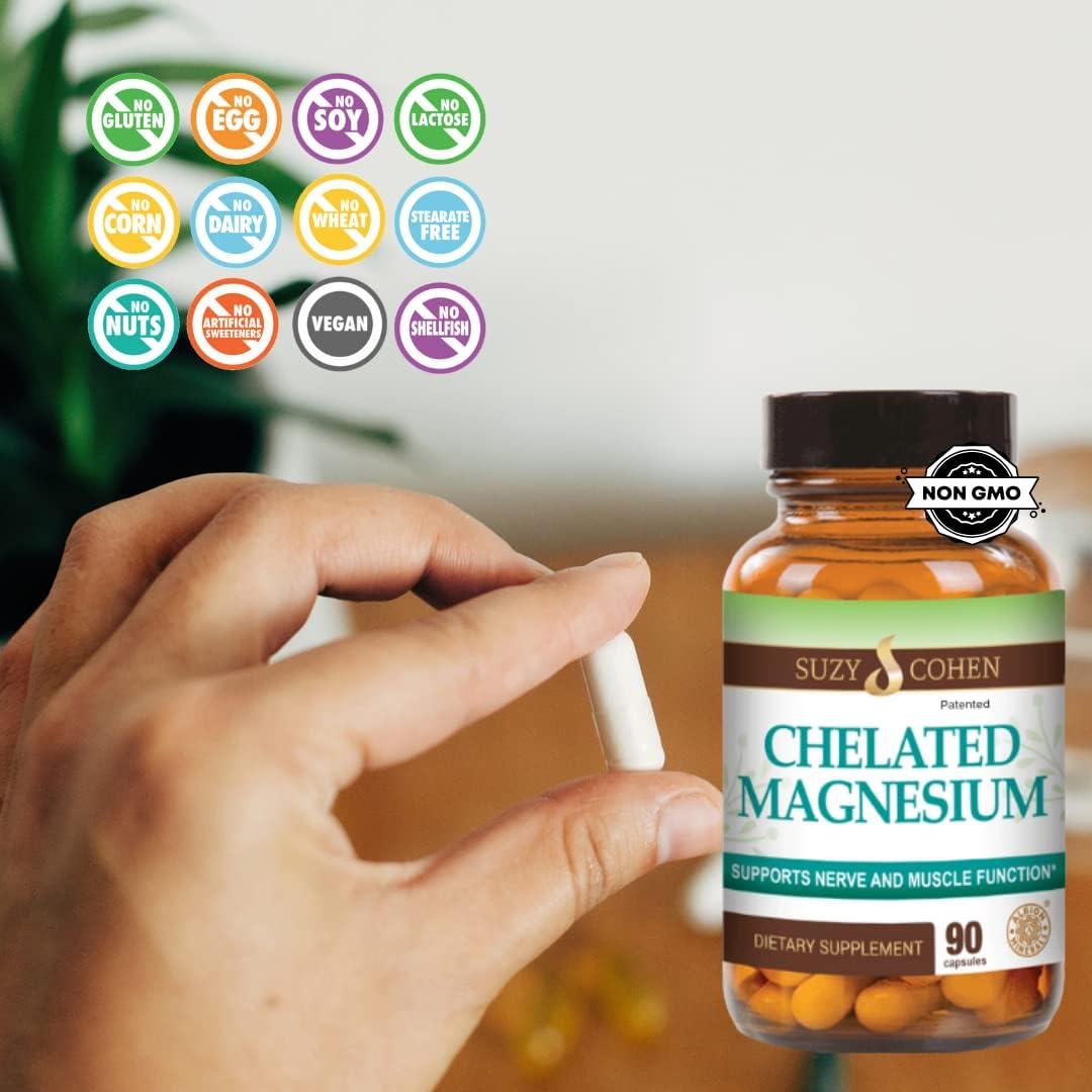 Suzy Cohen RPh Chelated Magnesium Capsules - Supports Nerve & Muscle ...