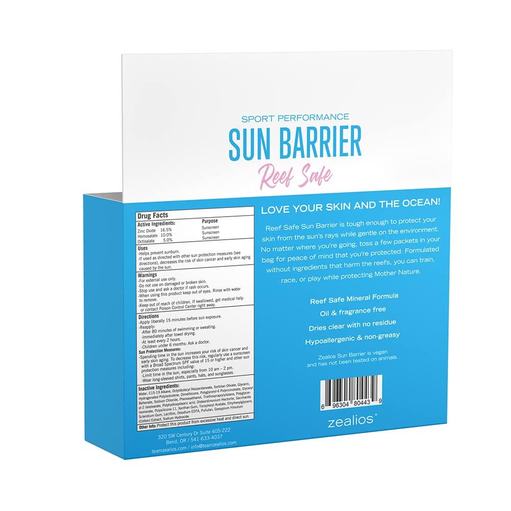Zealios Sun Barrier SPF 50 Zinc Sunscreen - 10 Pack Travel Size Packets ...
