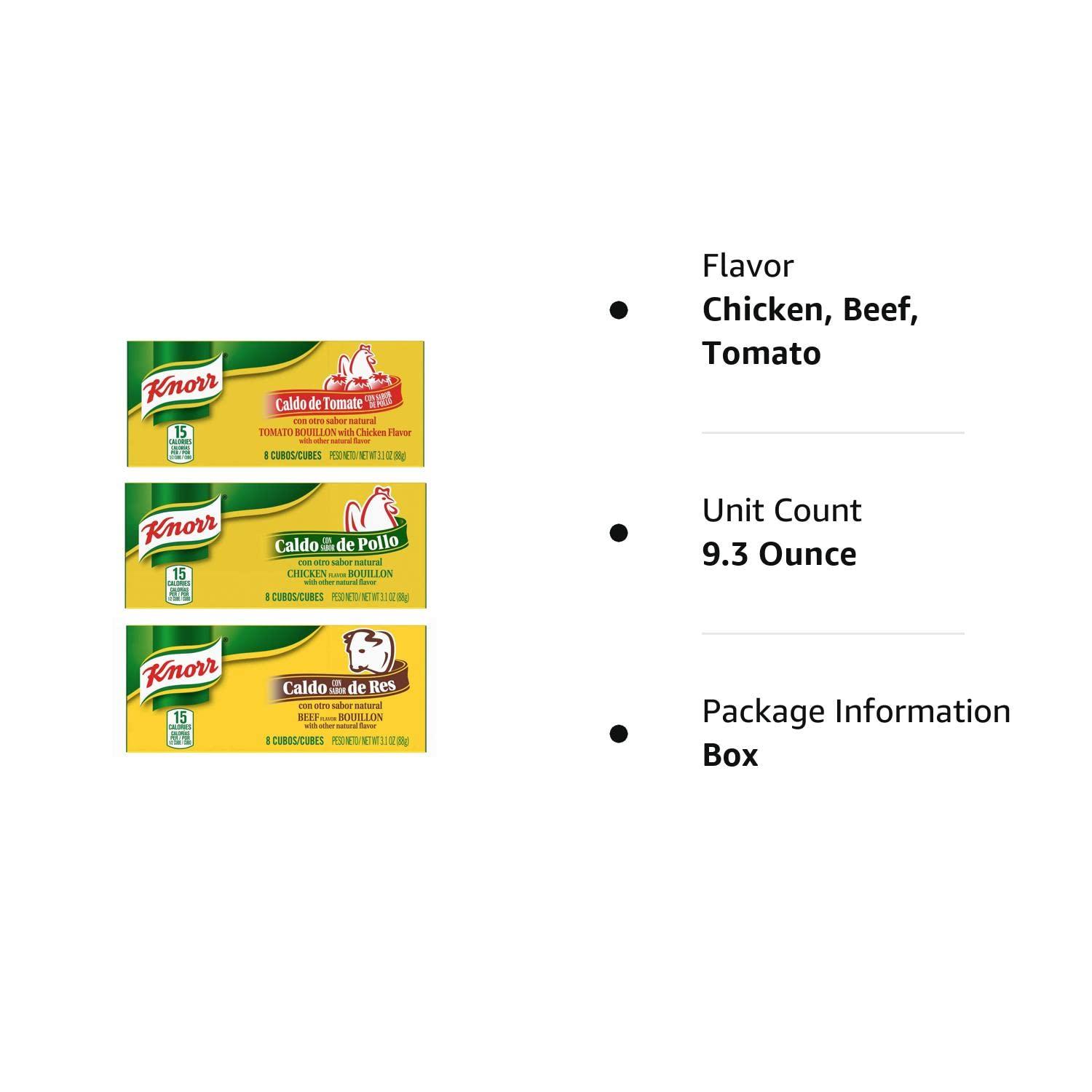 Knorr Bouillon Cubes Variety Pack - Chicken, Beef, and Tomato Flavors ...