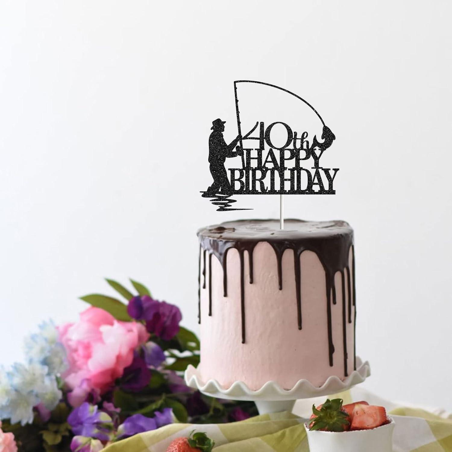 Tenhaisi Black Glitter Happy 40th Birthday Cake Topper 40th Birthday