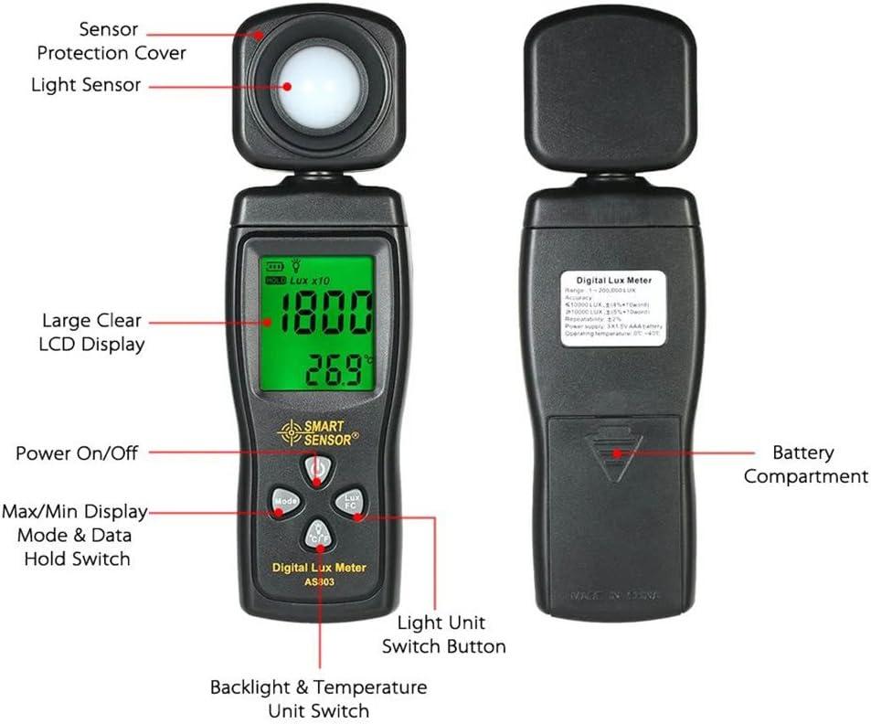 Smart Sensor AS803 Digital Lux Light Meter - High Precision 1-200000 ...
