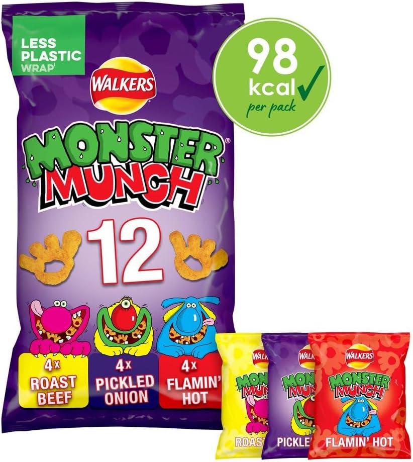 Walkers Monster Munch Multipack 48X20g Contains 3 Flavours Pickled ...