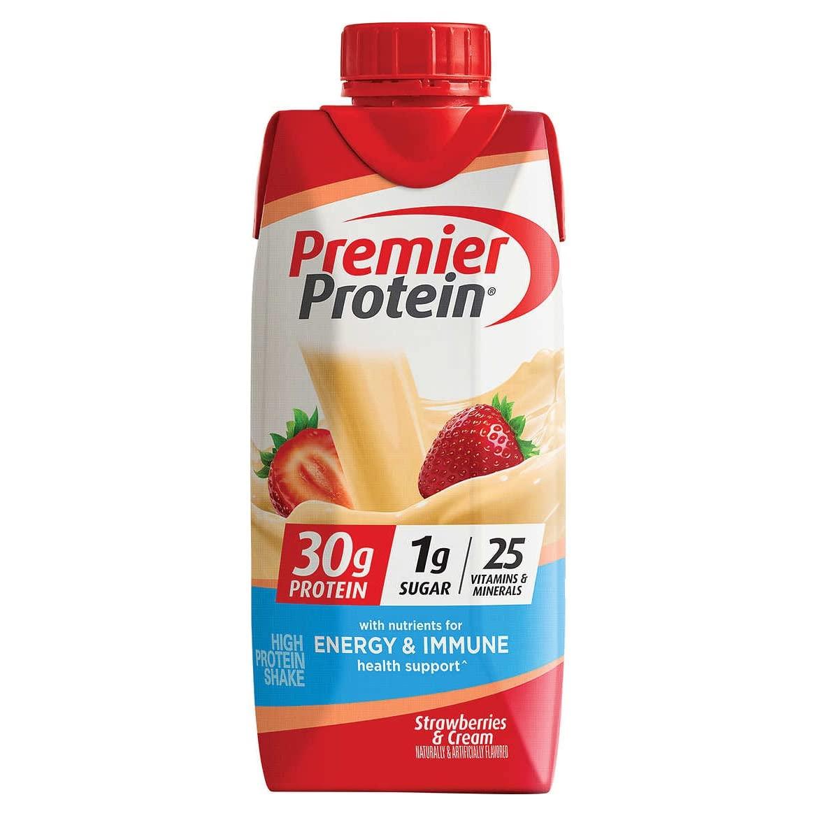 Premier Protein Shakes Strawberries & Cream 11 Fluid Ounce (Pack of 18 ...