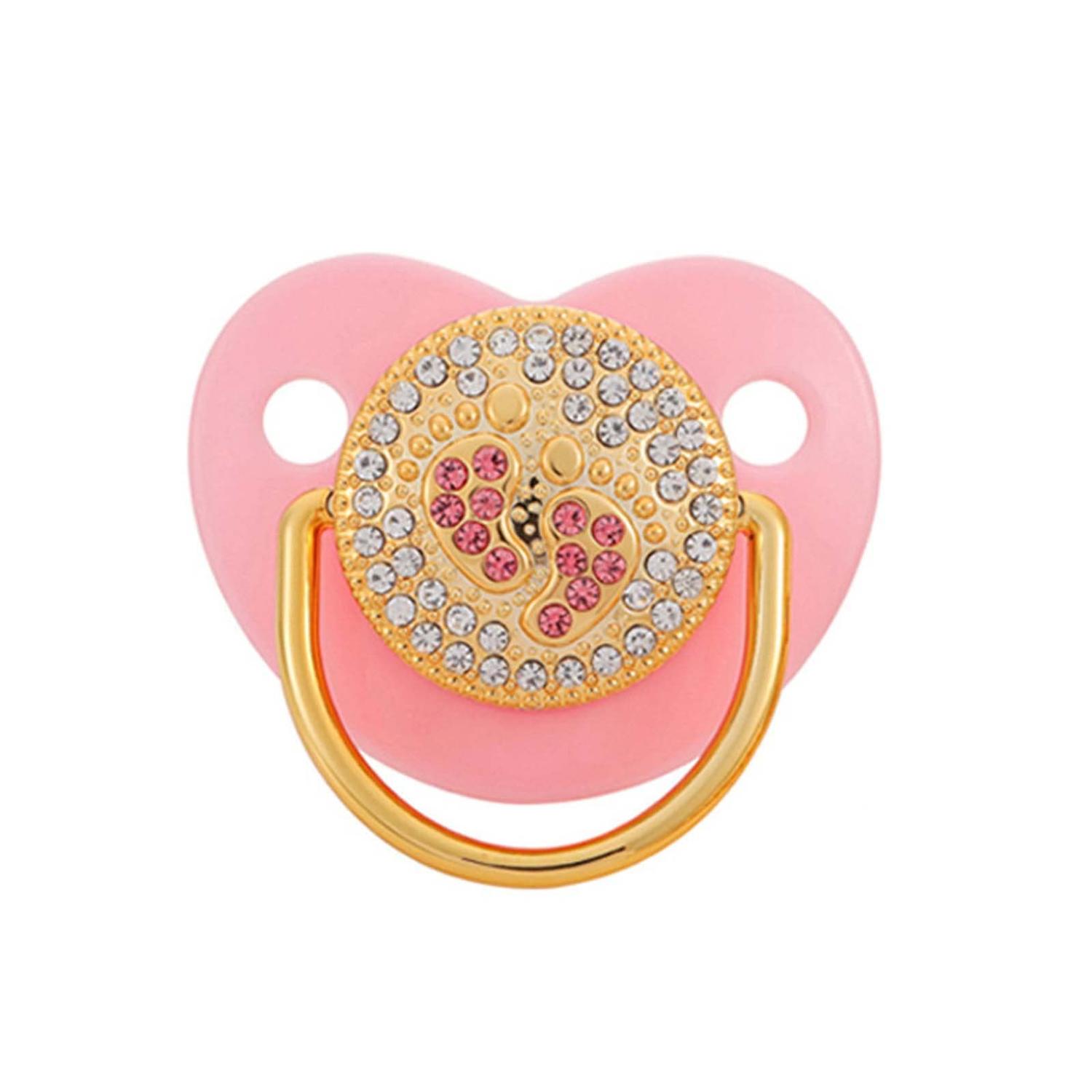 Hairy Luxury Golden Pacifier with Chain Clip - Food-Grade Silicone ...