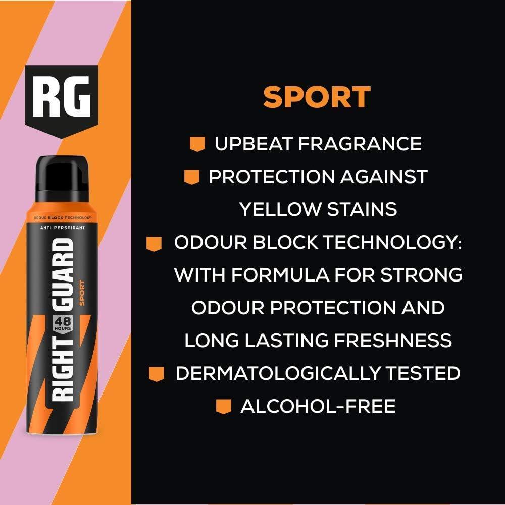 Right Guard Mens Deodorant Total Defence 5 Sport Anti-Perspirant Spray ...