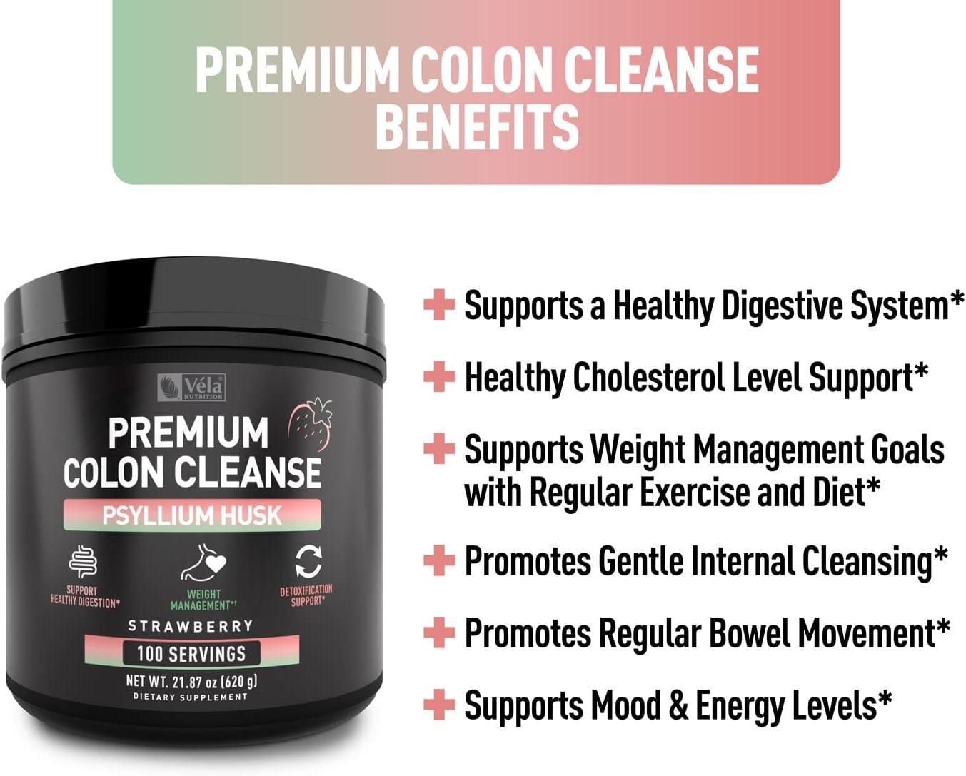 Psyllium Husk Powder Colon Cleanser - Strawberry Flavor | Supports ...