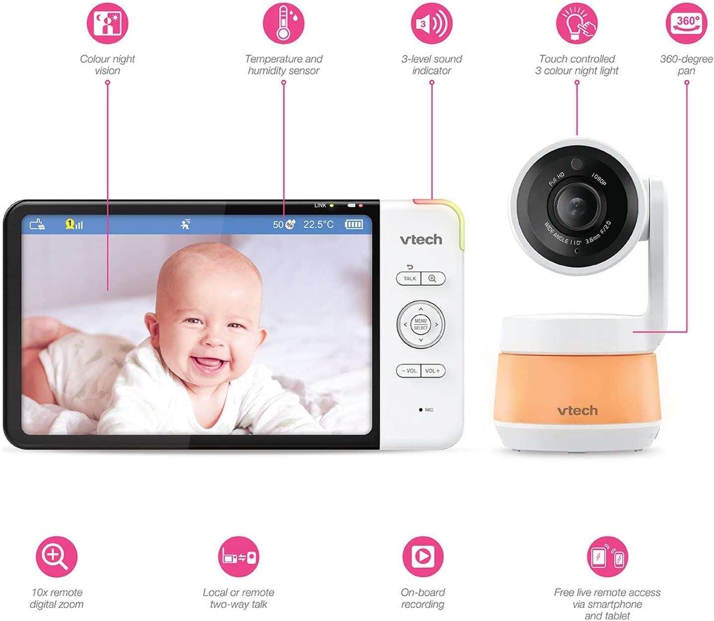 VTech Smart Video Baby Monitor RM7767HD - 7'' Display, Multi-Colour ...