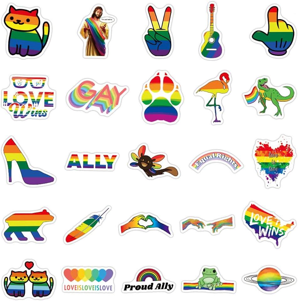 Rainbow Gay Pride Heart Frogs Animal Stickers - 50 PCS LGBT Equal Love ...