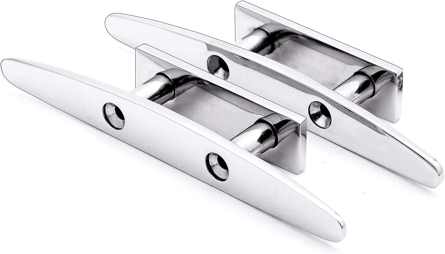 6 Inch Stainless Steel Boat Cleats - Pack of 2 | Flat Top Open Base ...