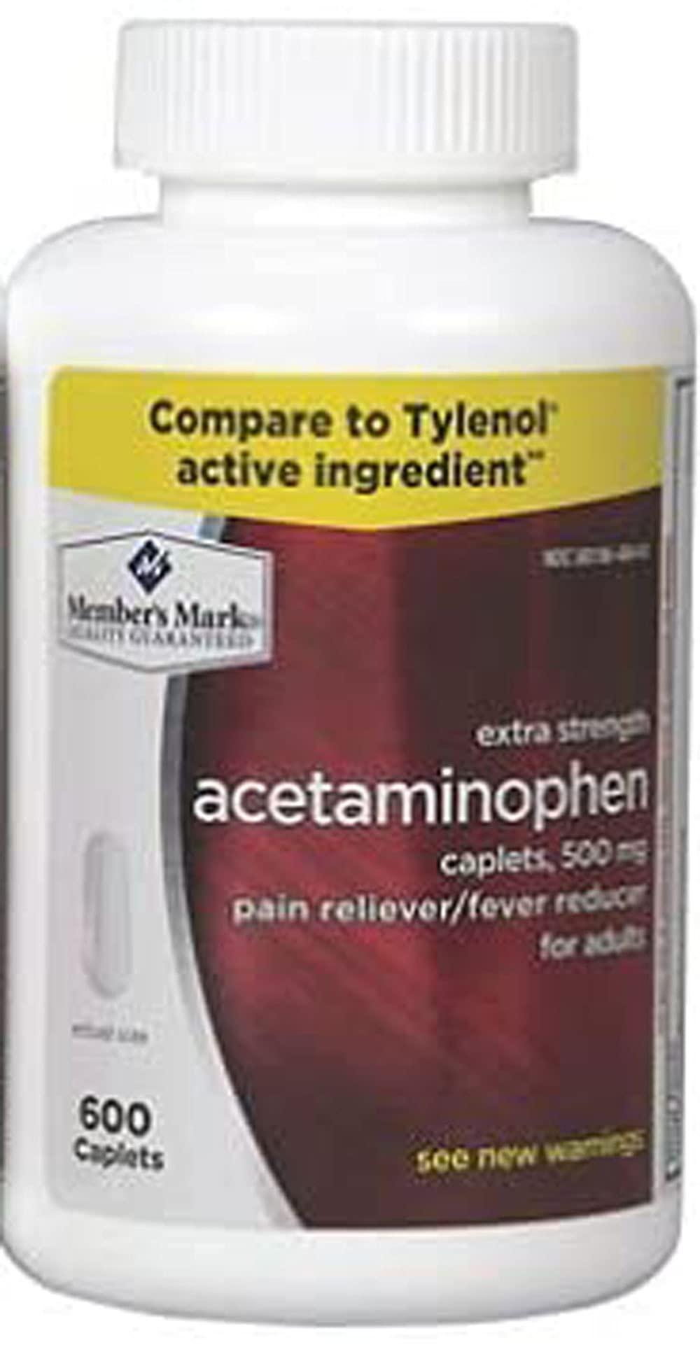 Acetaminophen Generic 500mg Extra Strength - 600 Caplets | Pain Relief ...