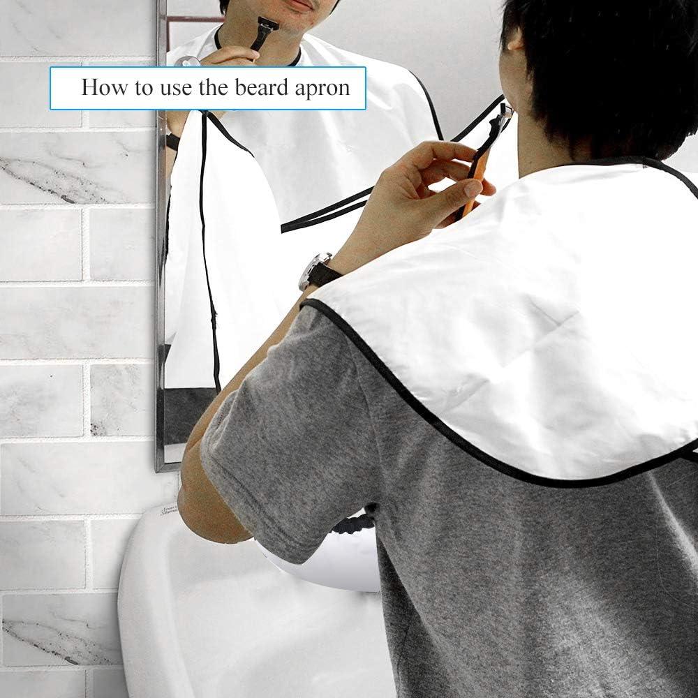 Adjustable Beard Shaving Apron with Suction Cups - White Beard Bib for ...