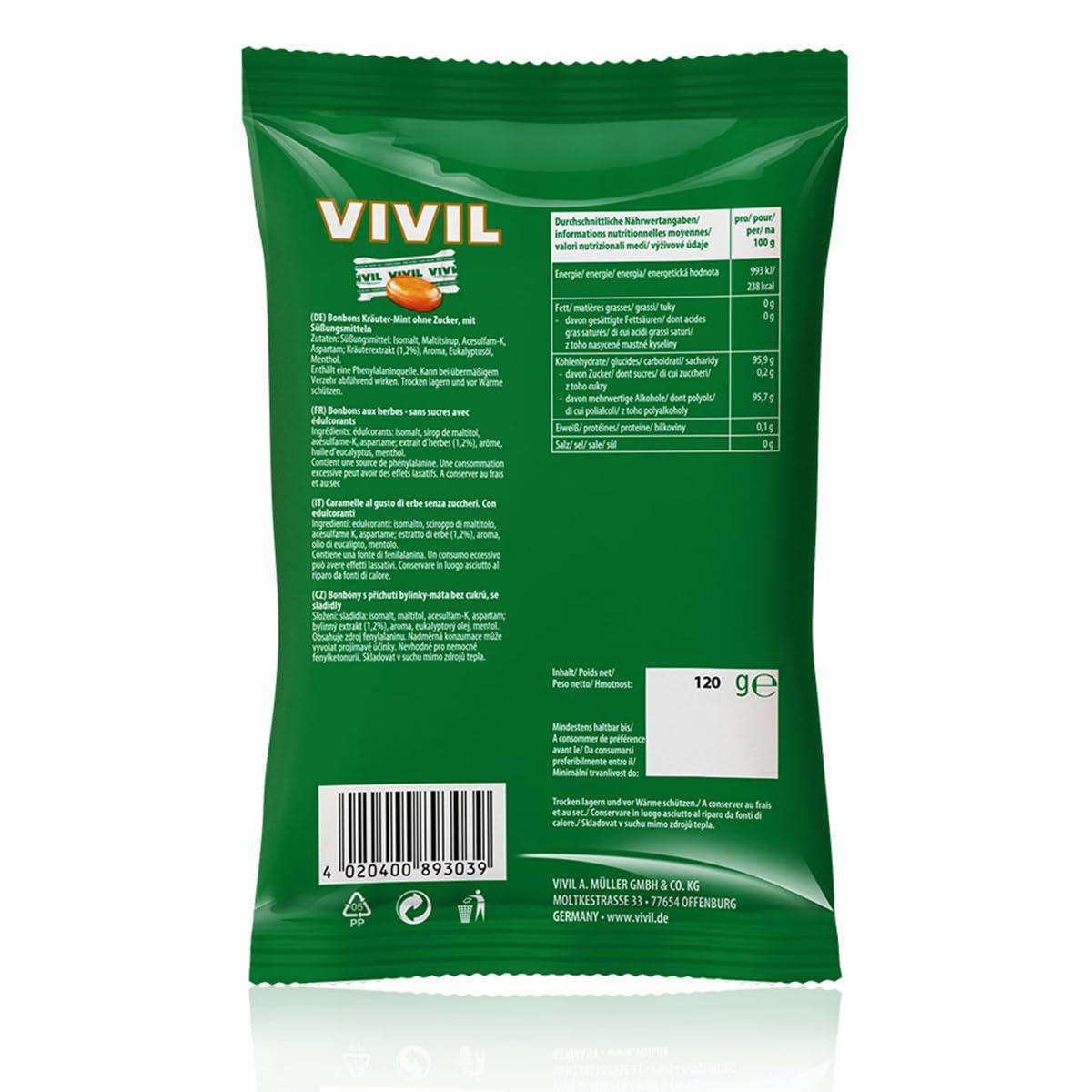 VIVIL Herbal Mint Cough Drops - Sugar-Free Vegan 23 Herbal Ingredients ...