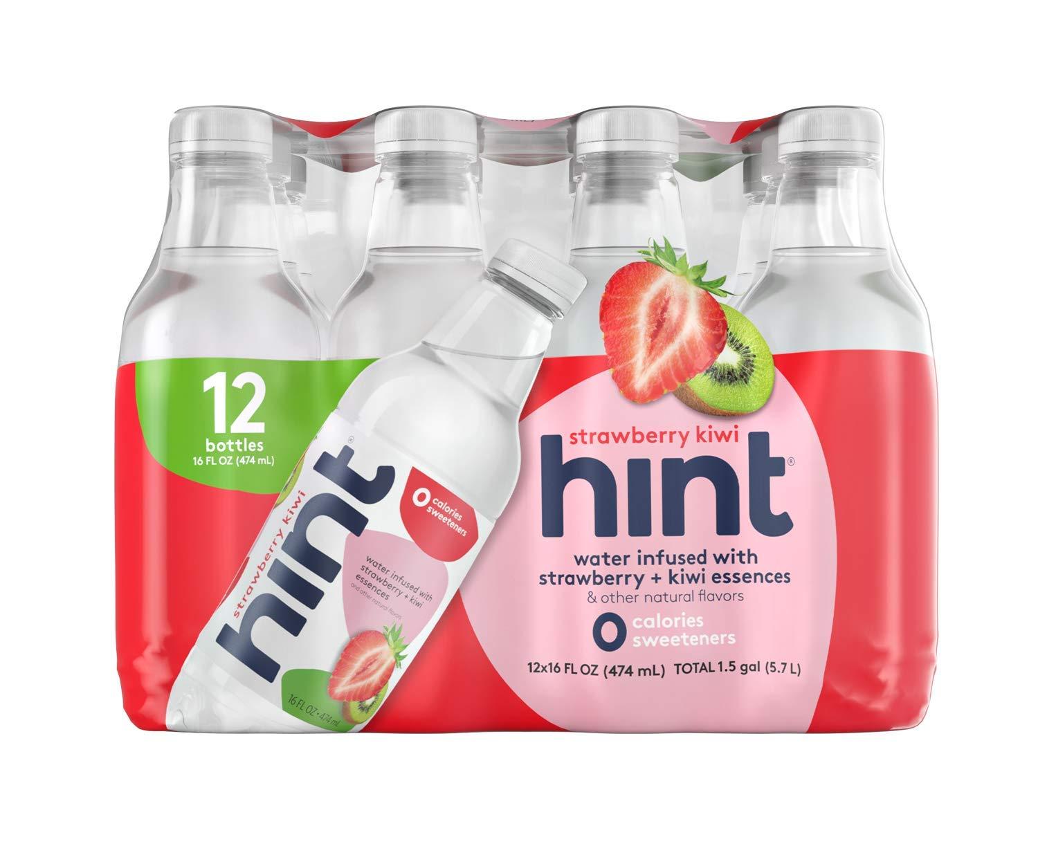 Hint Water Peach & Strawberry Kiwi Variety Pack - 24 Bottles, 16 oz Each - Zero Calories, Sugar ...