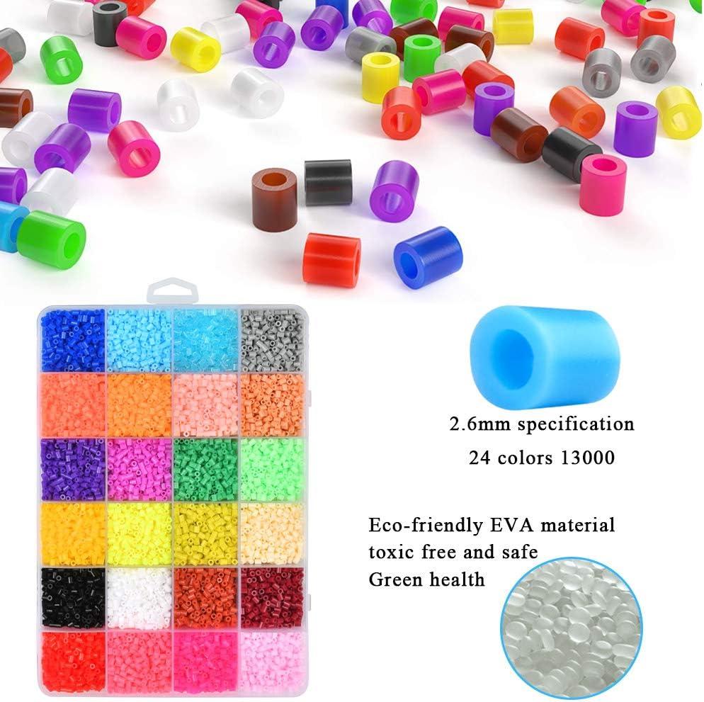 13000Pcs 2.6mm Mini Fuse Bead Kit - 24 Colors Pixel Art Craft Set for ...