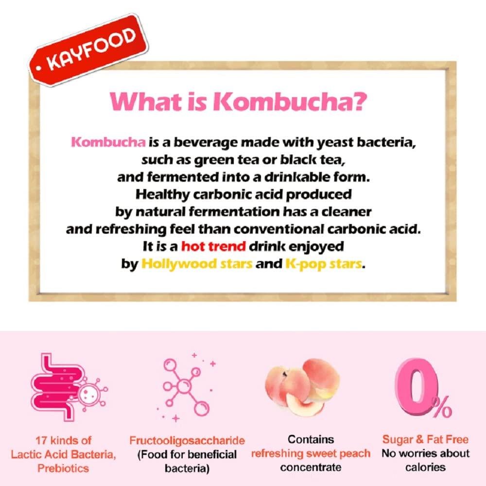 KAYFOOD Daily Kombucha Powder Tea 100g/3.52oz (Peach Bottle Set ...