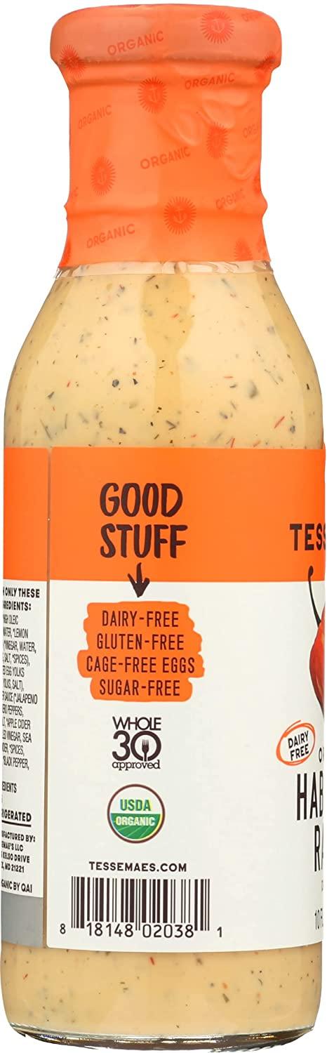 Tessemaes Organic Habanero Ranch Dressing 10 FZ - Spicy & Creamy Flavor ...