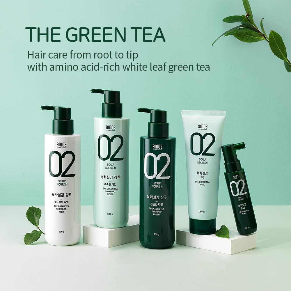 Amos 02 Green Tea Shampoo 500g - Scalp Nourish & Mild Formula | Buy Now ...