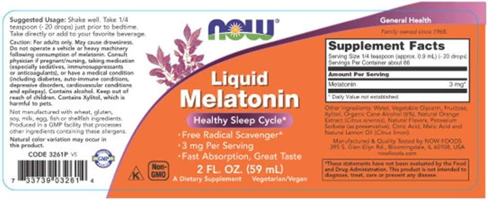 Now Foods Liquid Melatonin, 2 Fl Oz, Pack of 2 (Packaging May Vary)