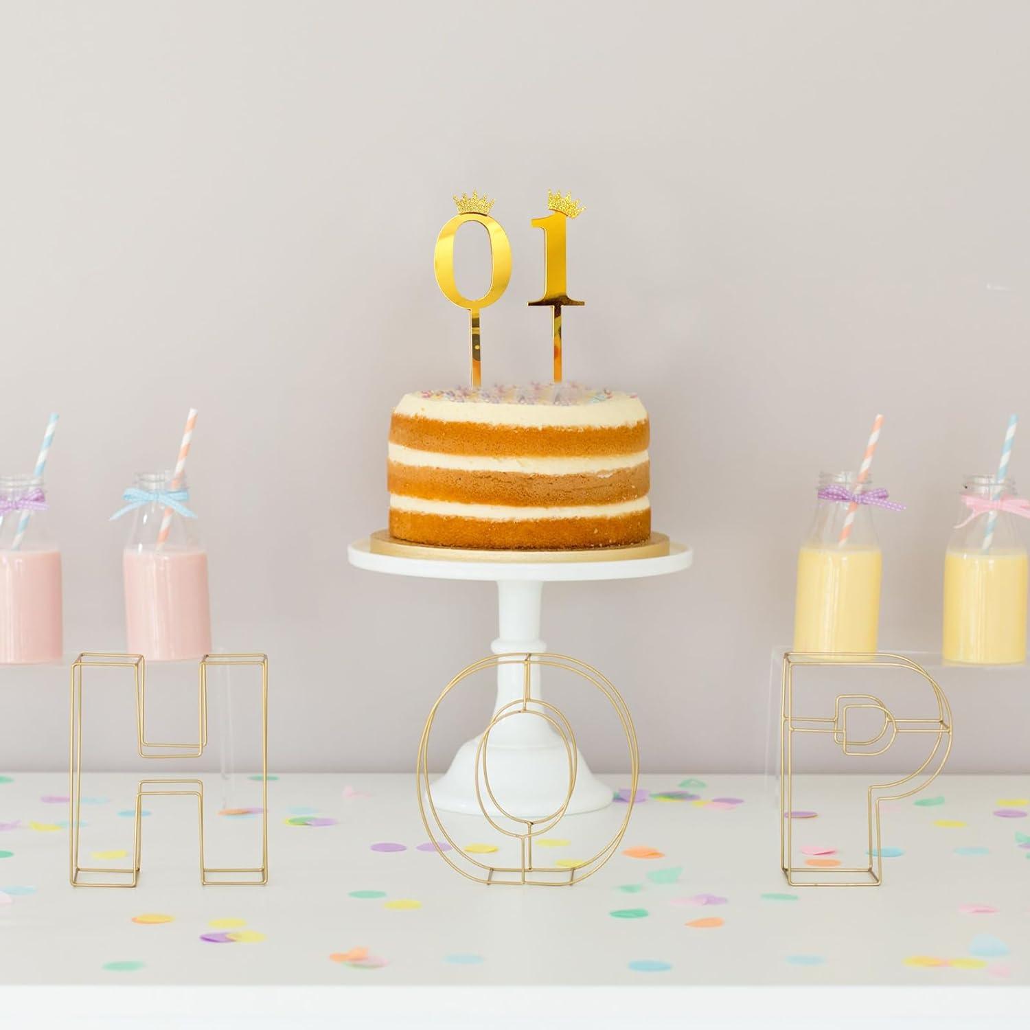 10PCS Gold Acrylic Number Cake Topper 0-9 Numbers DIY Number Birthday ...