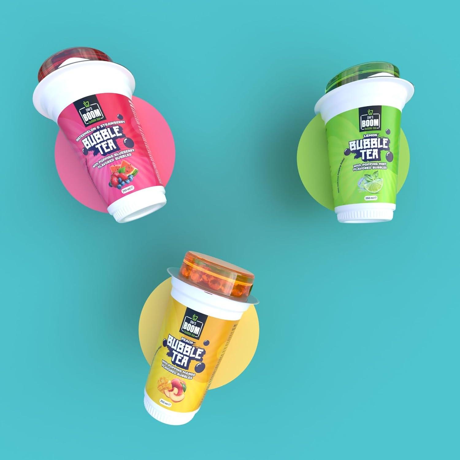 DM'S Boom Bubble Tea Peach Bubble Tea With Popping Mango Flavored ...