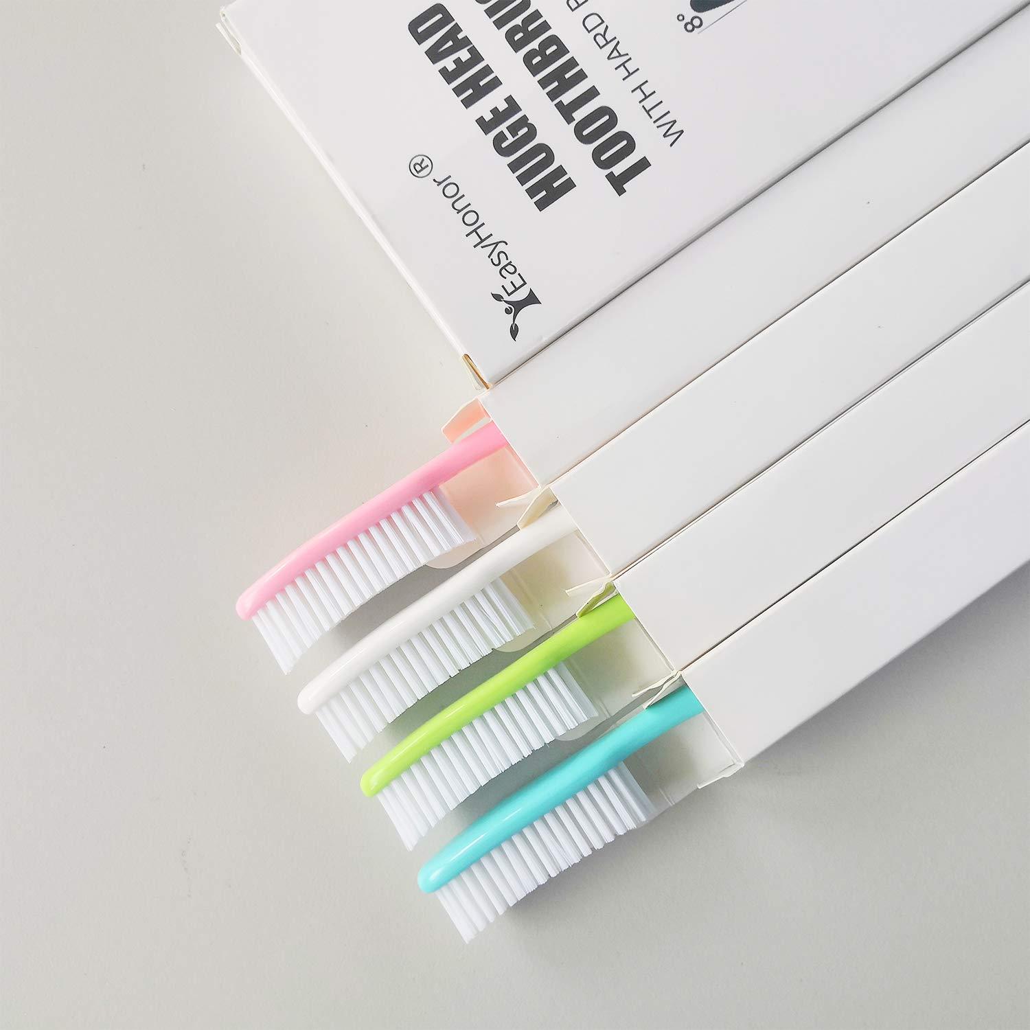EasyHonor Huge Head Toothbrush 4 Pack - BPA Free with White Hard ...