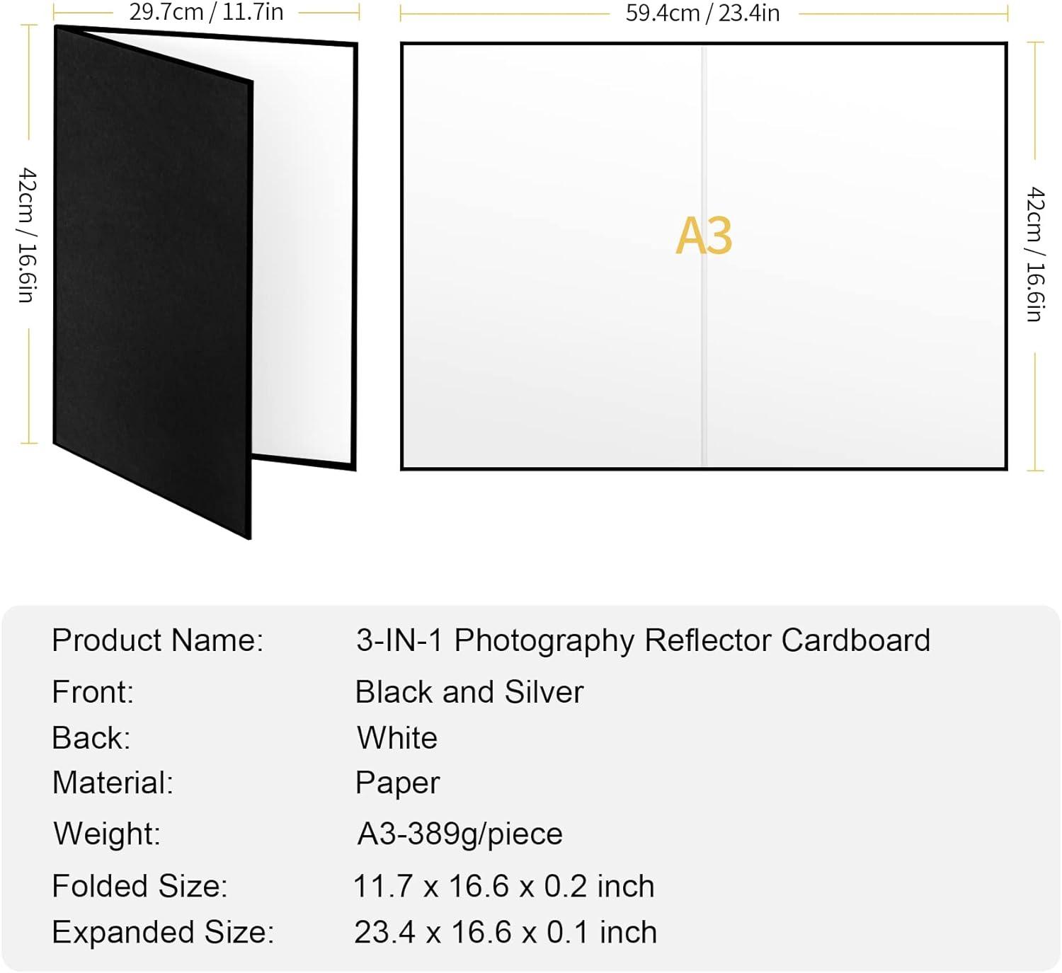 Meking 3 in 1 Photography Reflector Cardboard 17x12 inch A3 Folding ...