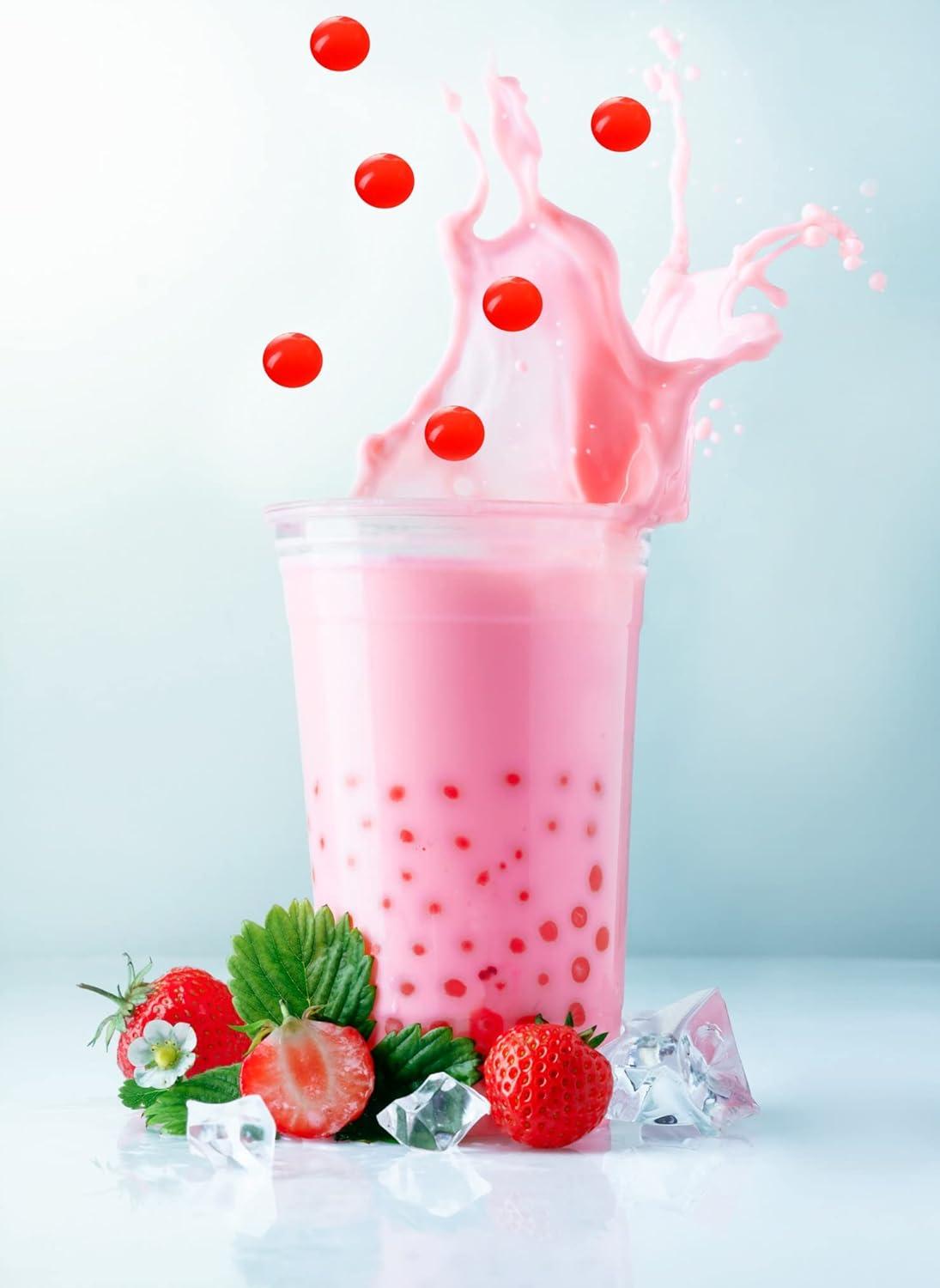 Oboba Popping Boba - Strawberry Flavored Filled Fruit Pearls for Bubble ...