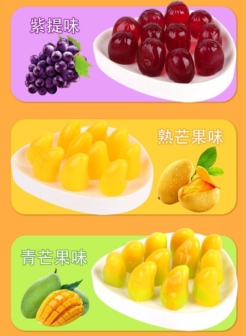 Mango fruit juice gummies Peelable passion grape gummy candy Fruit soft ...
