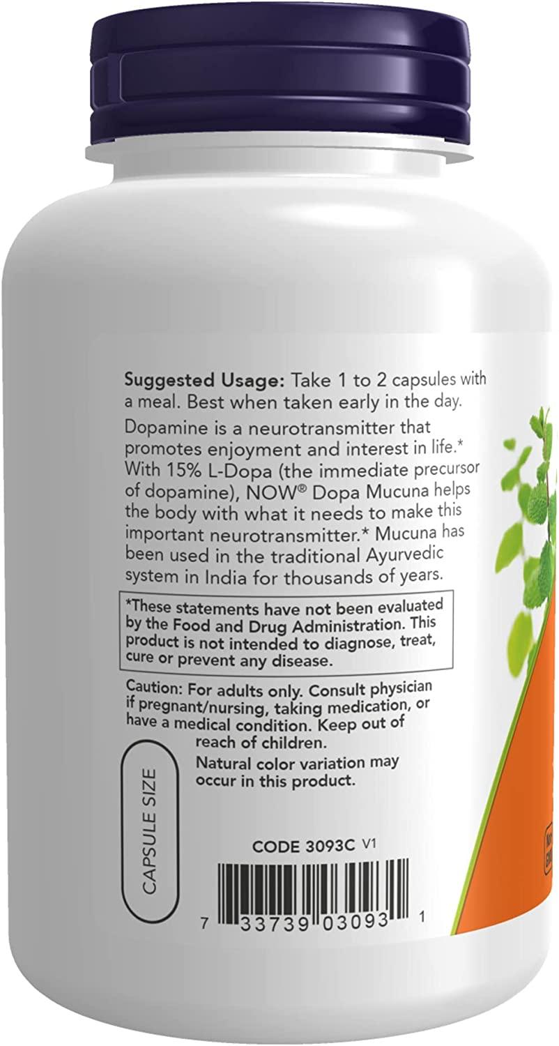 Now Foods Dopa Mucuna 180 Veg Capsules - Boost Mood & Support Dopamine ...