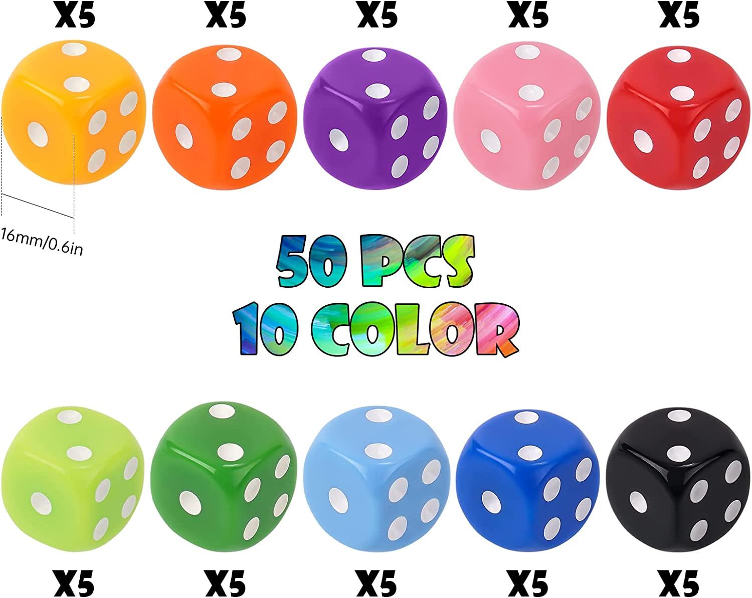 NiToy 16MM 50PCS Vintage Color Dice Set - Perfect for Board Games ...