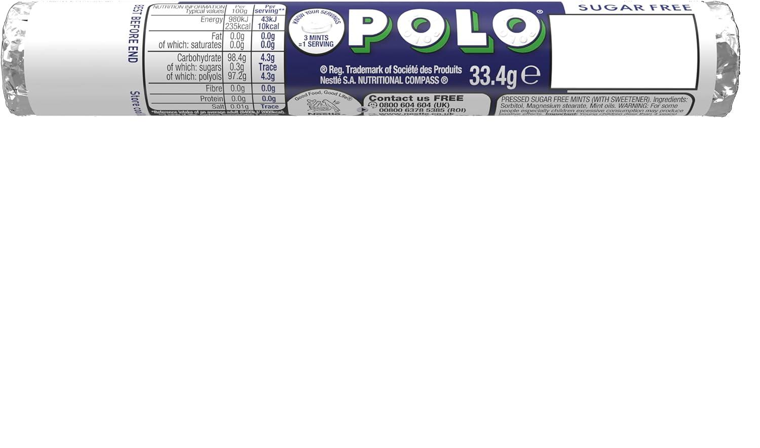 Nestle Polo Sugar Free Mints Tubes 32x33.4g - Freshen Breath, Zero ...