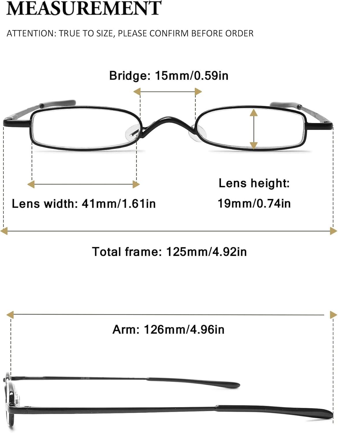 Vevesmundo Narrow Metal Spring Hinges Reading Glasses - Classic Mini Light Visual Aid for Women ...
