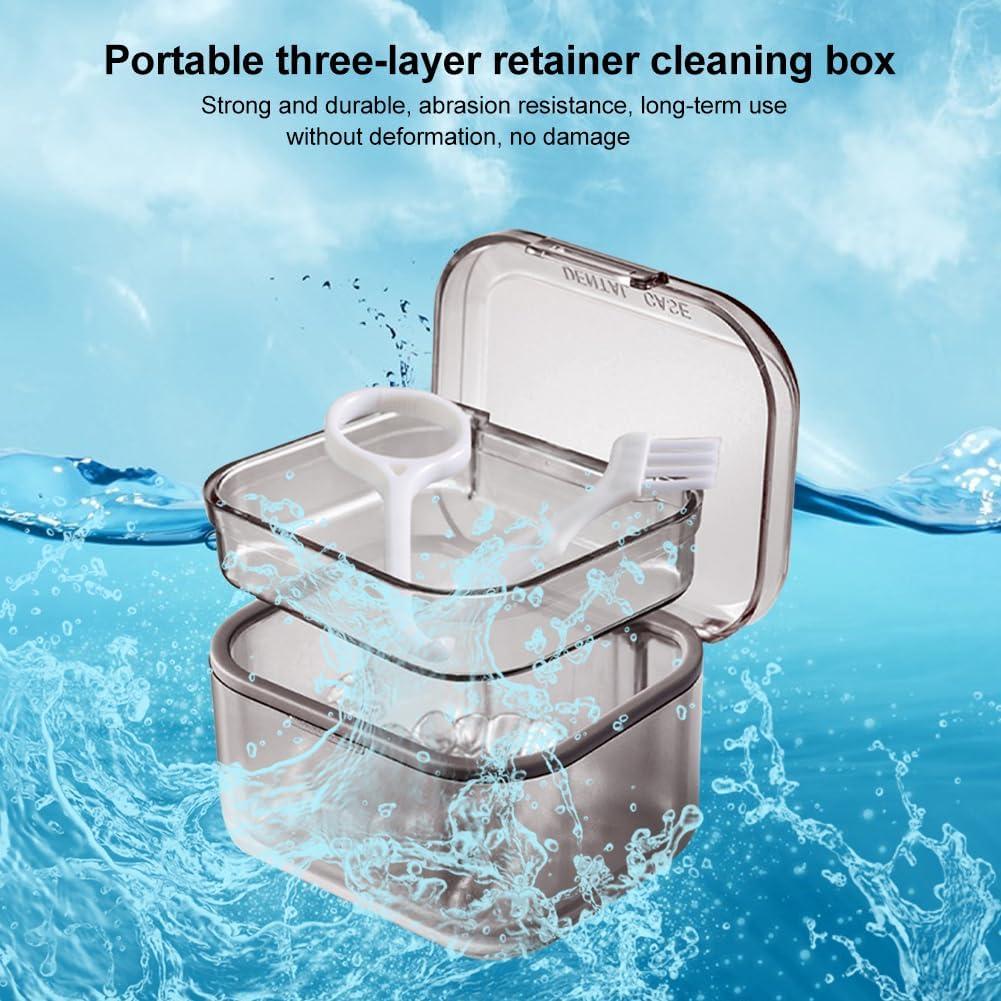 Three Layers Denture Box with Strainer Denture Box for Soaking Dentures ...