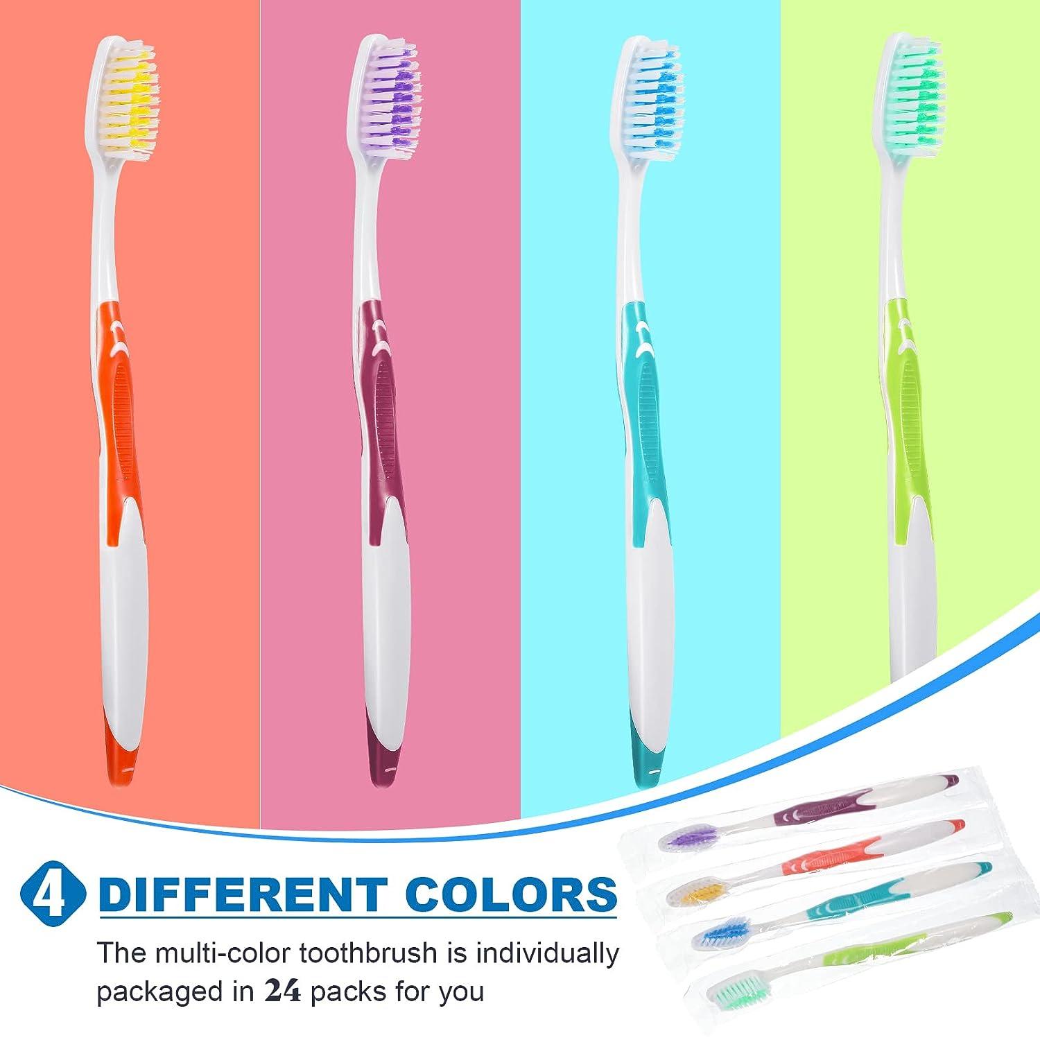 Disposable Individually Wrapped Toothbrush Bulk Pack - 24 Multi Color ...
