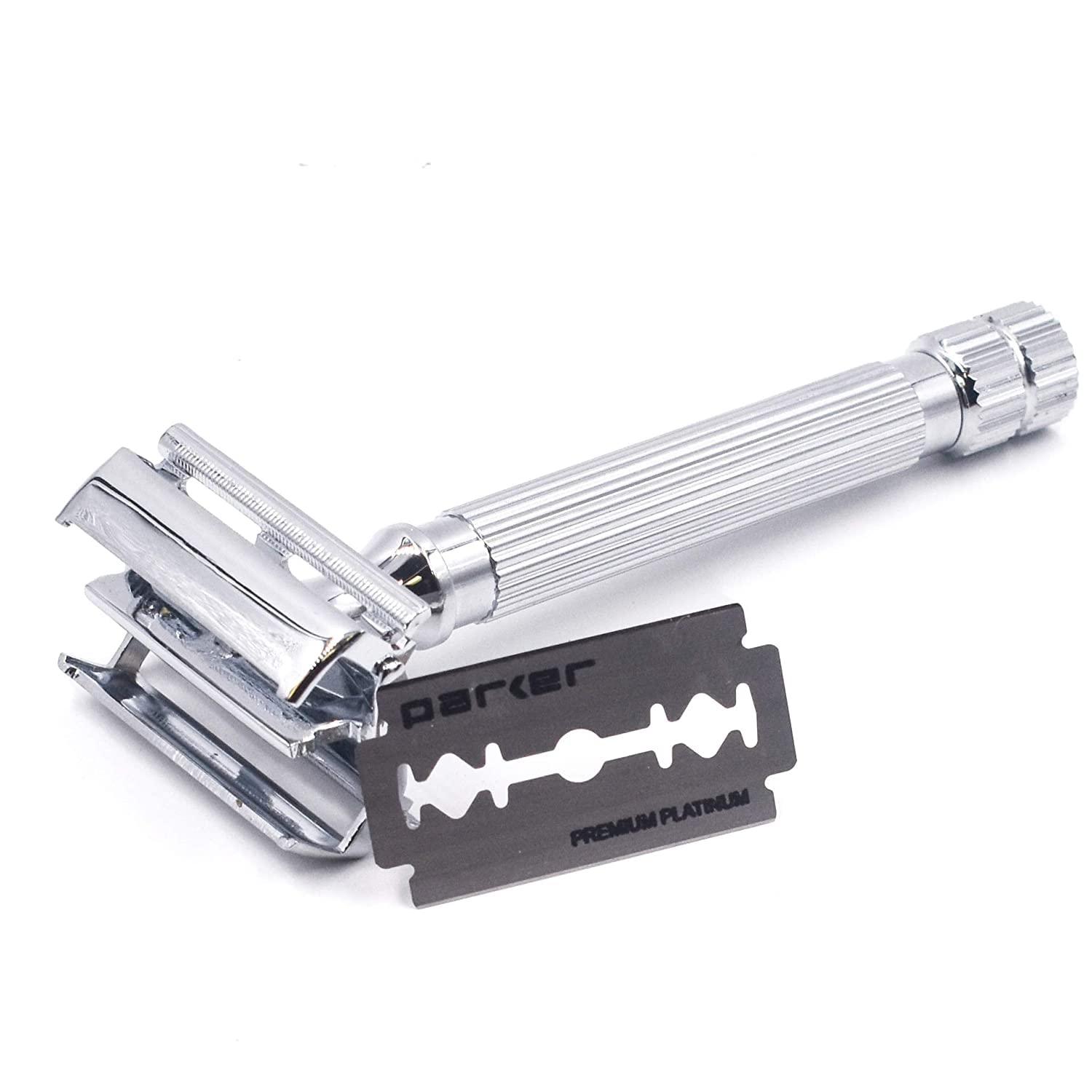 Parker Safety Razor Model 82R - Deluxe Chrome Heavyweight Twist-to-Open ...