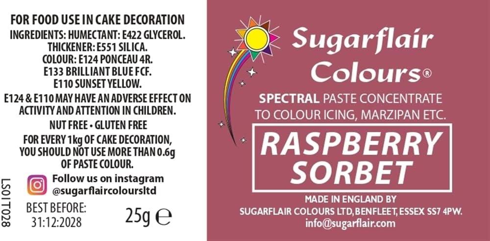 Sugarflair Raspberry Sorbate Spectral Food Colouring Paste 25g - Highly ...