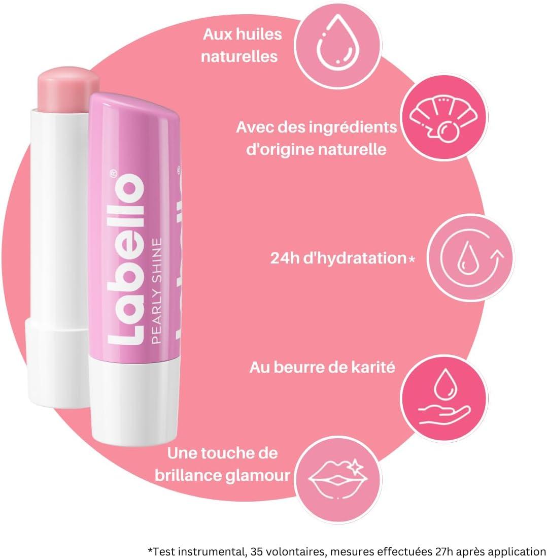 LABELLO Pearly Shine (1 x 5.5 ml) Lip balm enriched with natural oils ...