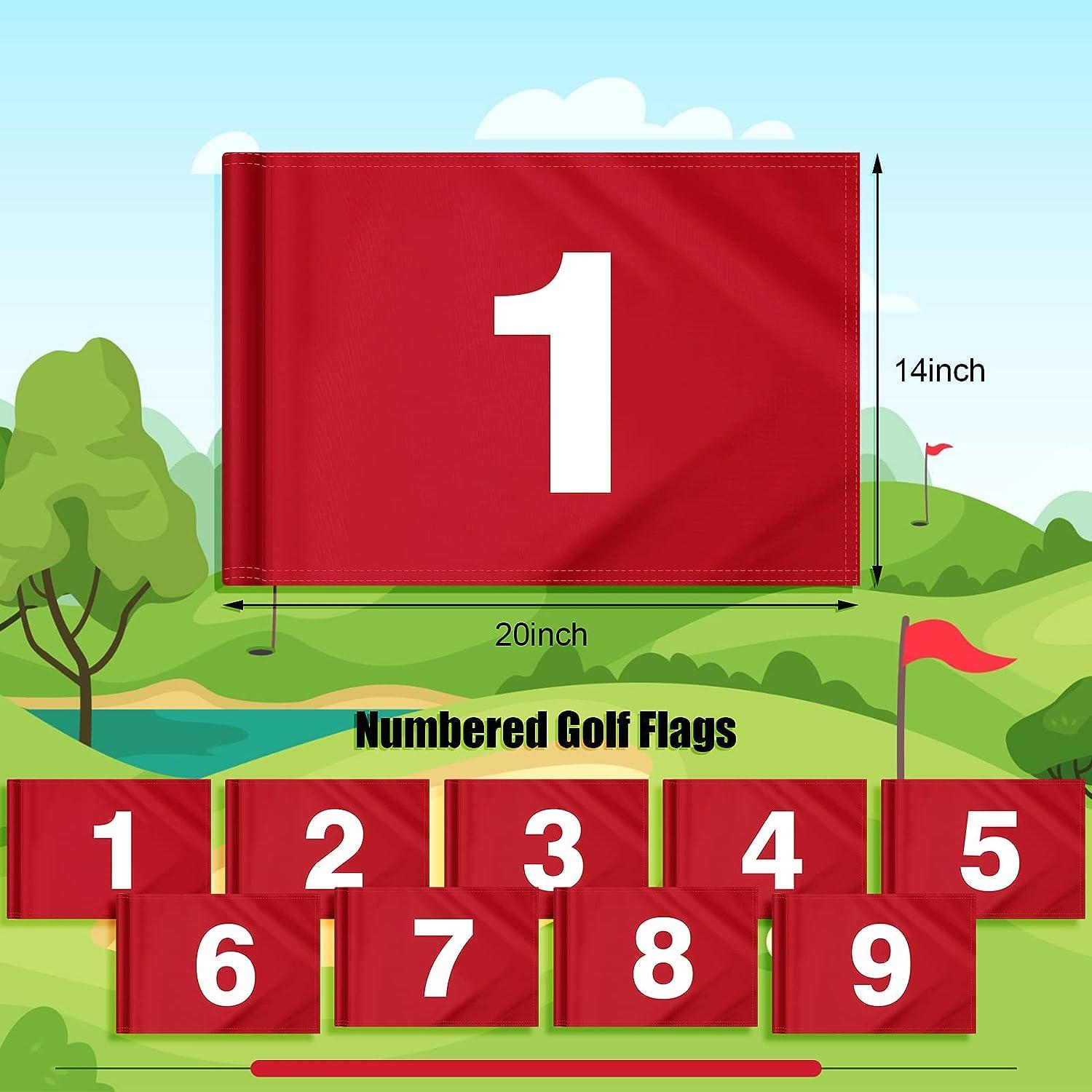 9-Piece Large Numbered Golf Flags Set - 20'' x 14'' Oversize Putting ...