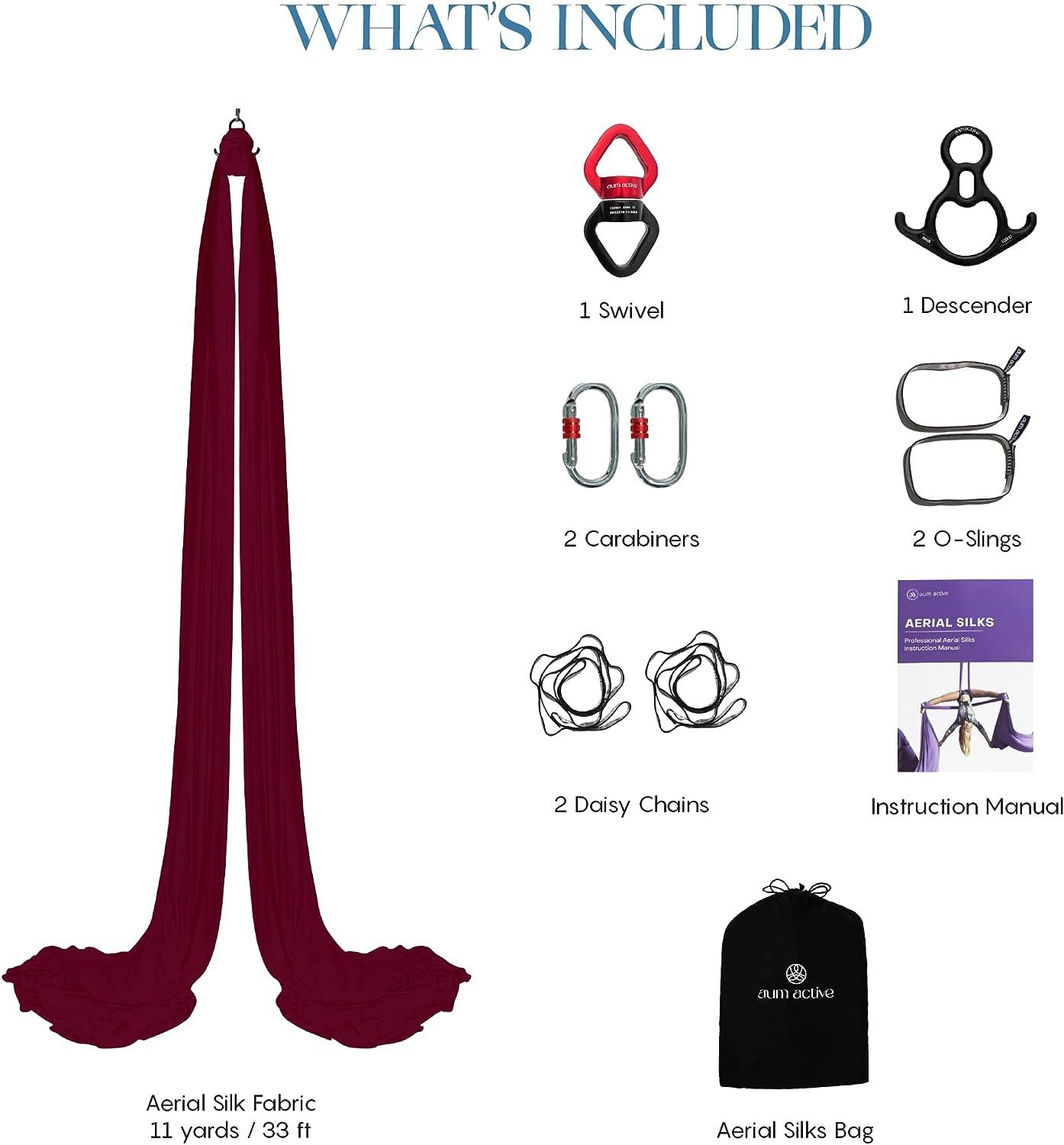 Aum Active 11 Yards Aerial Silks Kit with Swivel & Guide - Durable ...