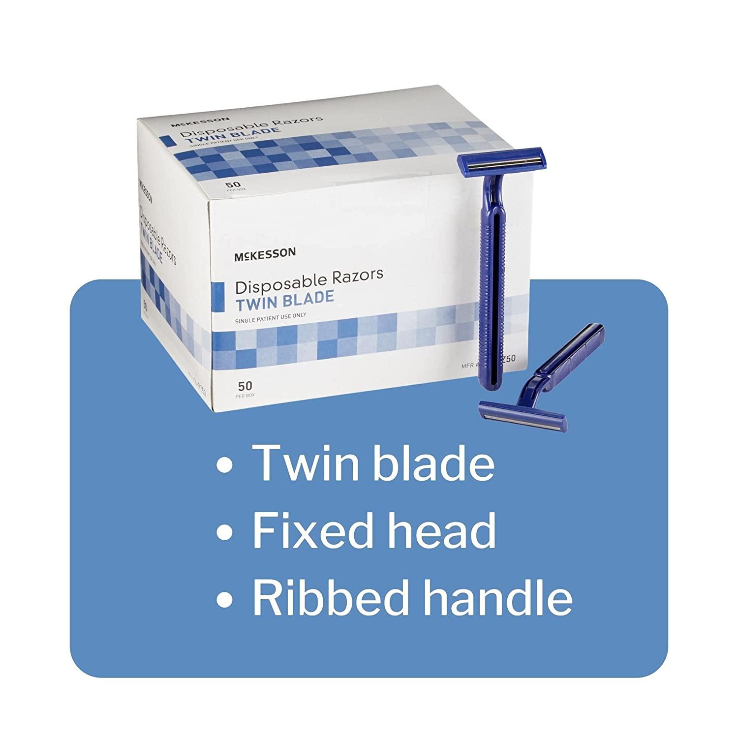 McKesson Disposable Razors - Twin Blade Shaving Razor, Stainless Steel ...