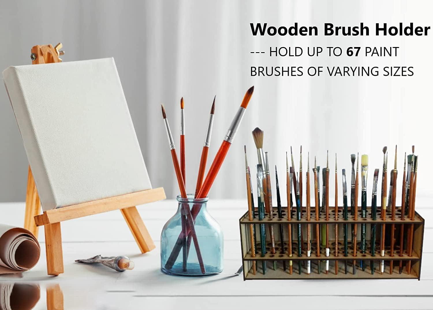 GAXLAKO Paintbrush Holder Stand 67 Paint Brushes Desk Stand Organizer ...