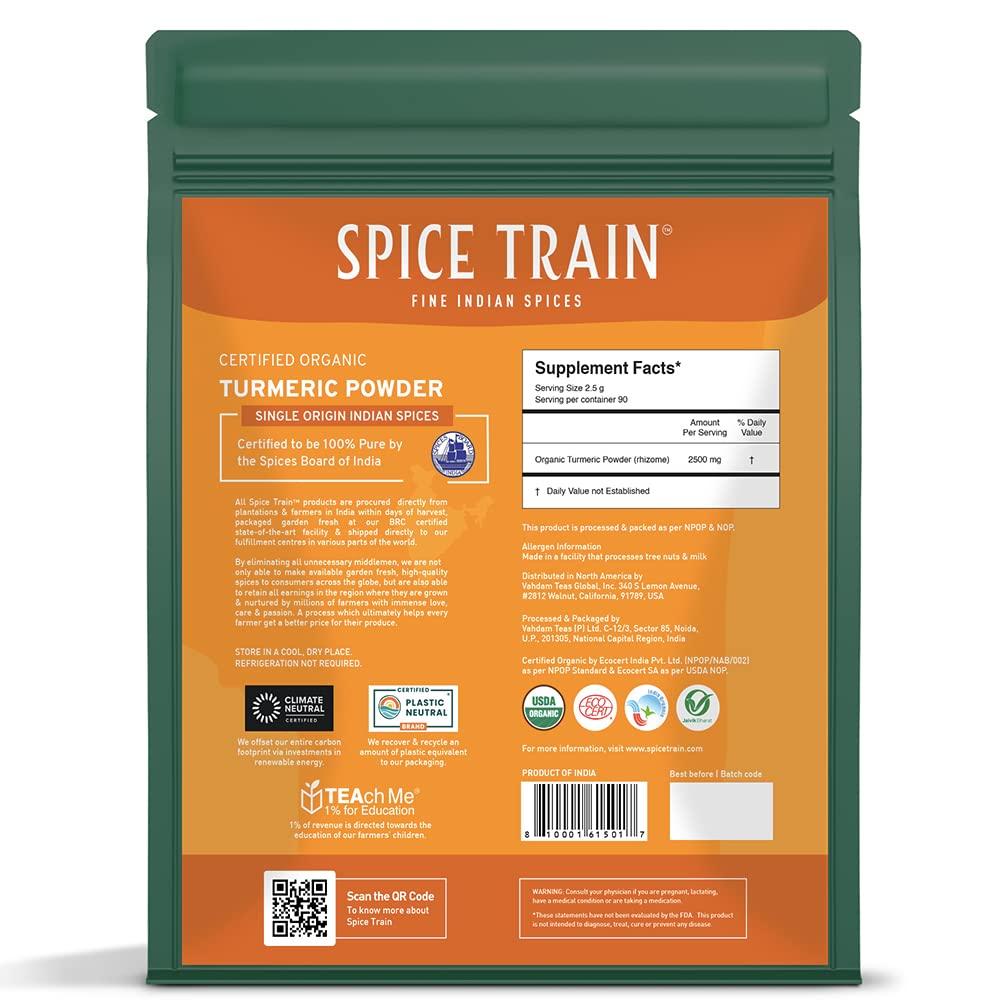 SPICE TRAIN Lakadong Organic High Curcumin Turmeric Powder 8oz - 100% Raw from India | Premium ...