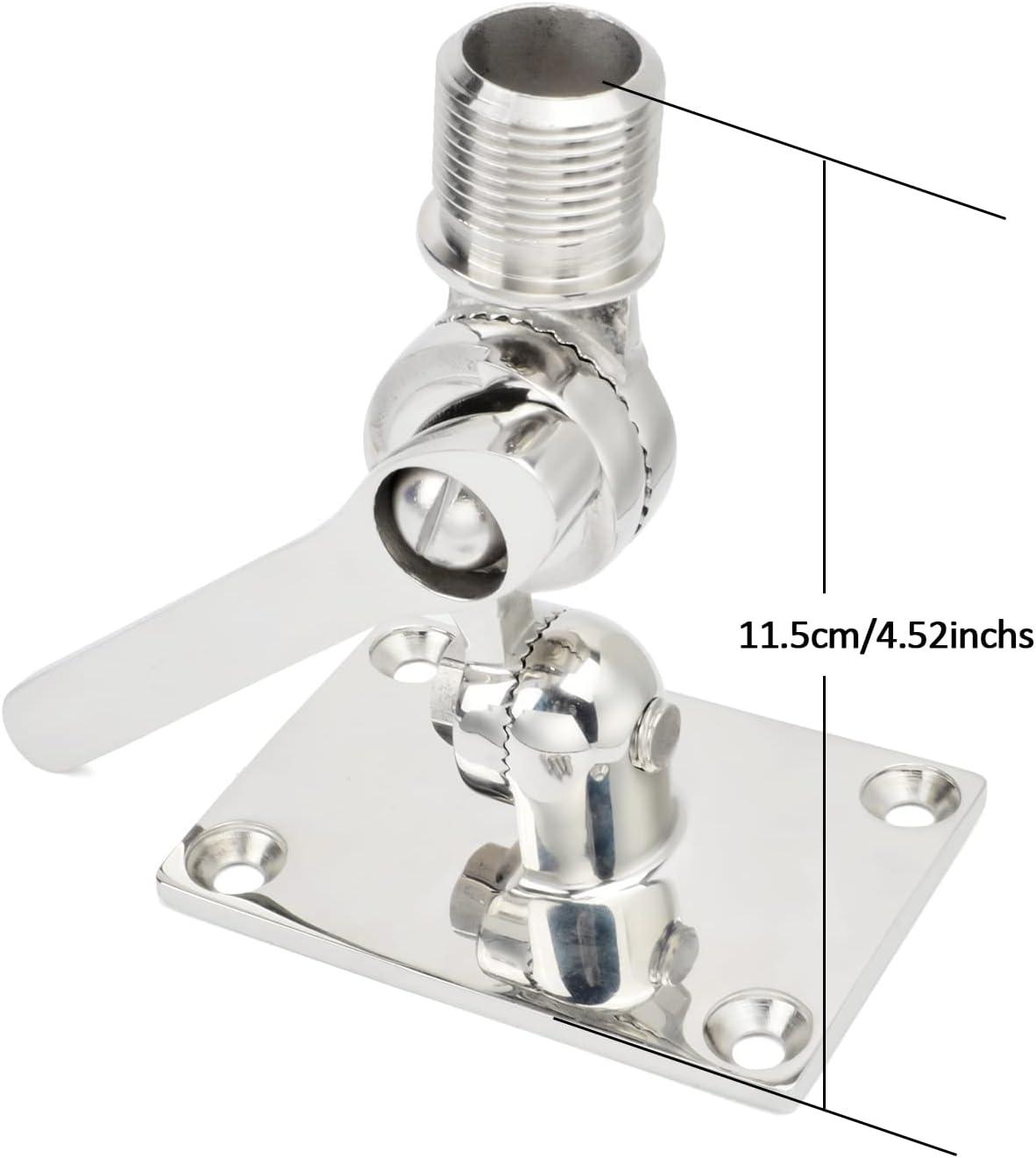 HYS VHF Marine Antenna Mount - Heavy-Duty 316 Stainless Steel Ratchet ...
